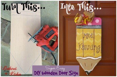 DIY Hand Painted Wooden Pencil Door Sign | Gathered In The Kitchen