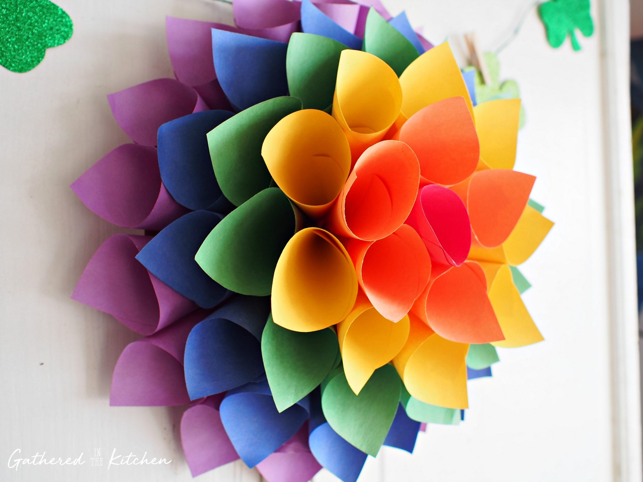Rolled Paper Flower Wreath | Gathered In The Kitchen