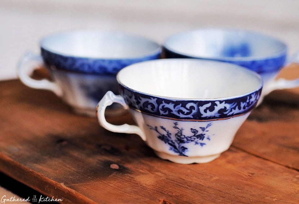 Flow-Blue China | Vintage Blue and White Dishes | Gathered In The Kitchen