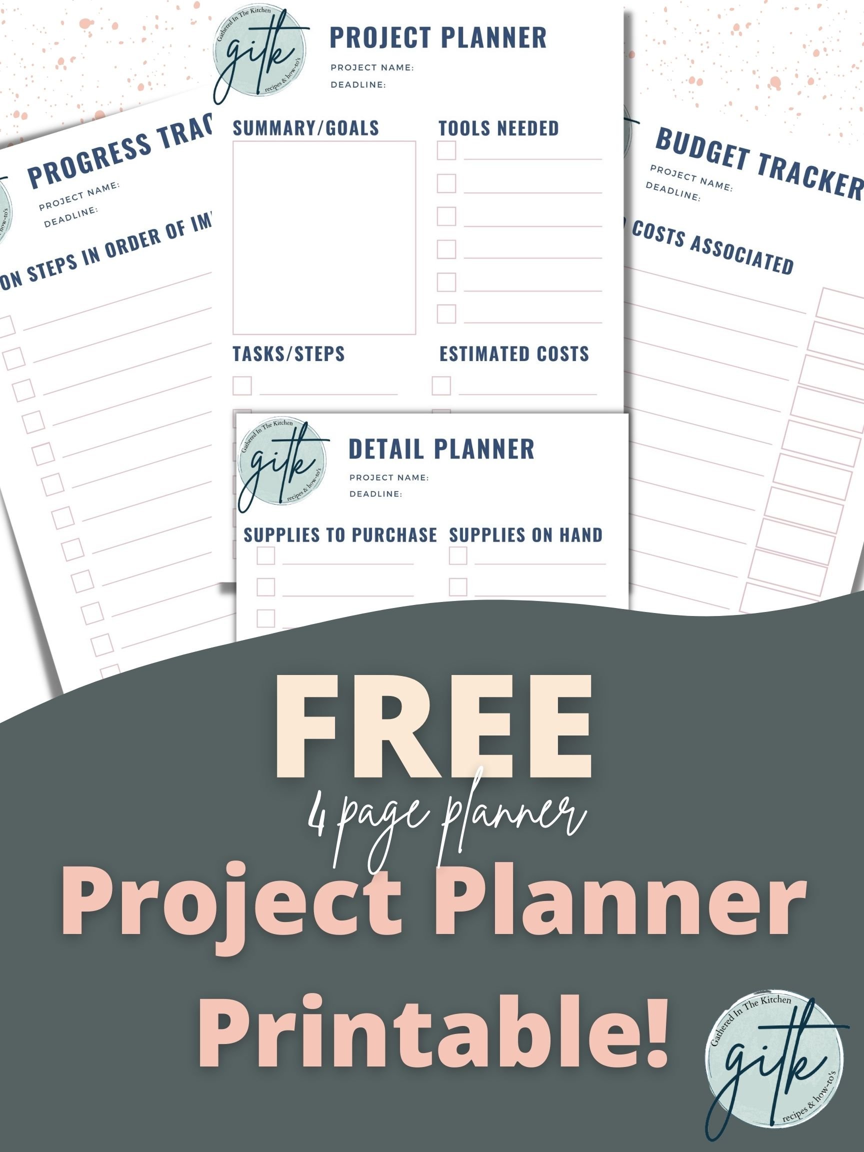 FREE Project Planner Printable | Gathered In The Kitchen