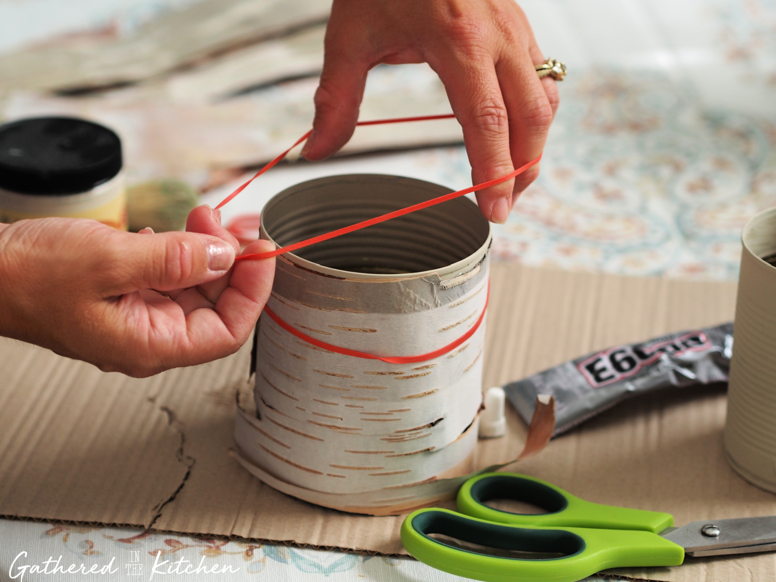 Upcycling Canned Food Cans into Rustic Birch Bark Decor | Gathered In ...