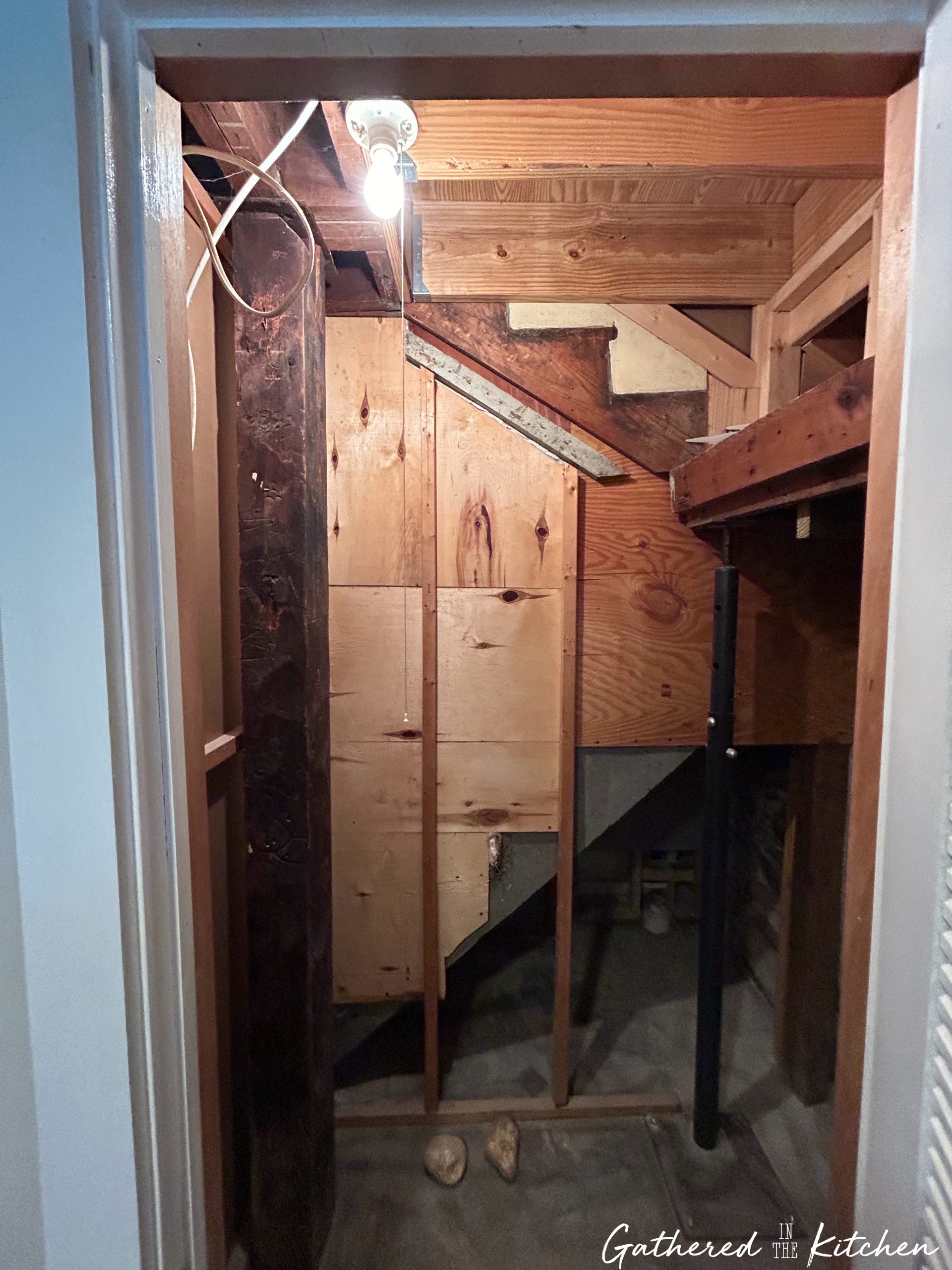Creepy Stairwell Closet Turned Pantry Food Storage | Gathered In The ...