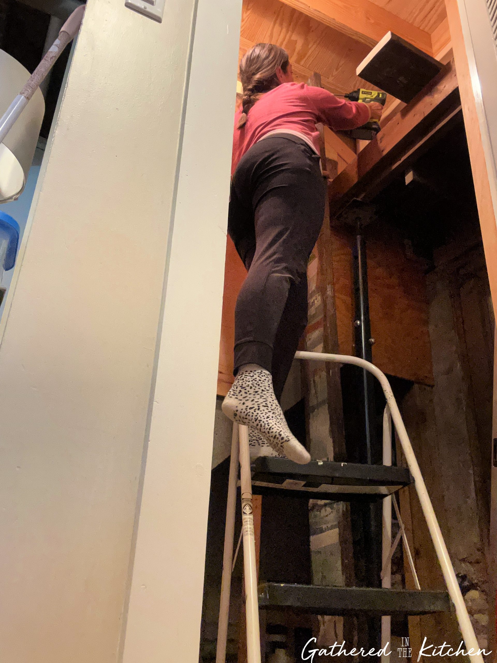 Creepy Stairwell Closet Turned Pantry Food Storage | Gathered In The ...