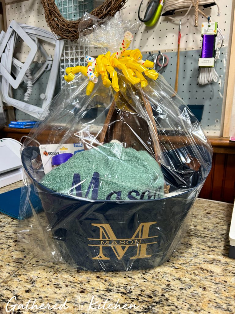 How to Personalize Plastic Gift Baskets with Adhesive Vinyl and a ...