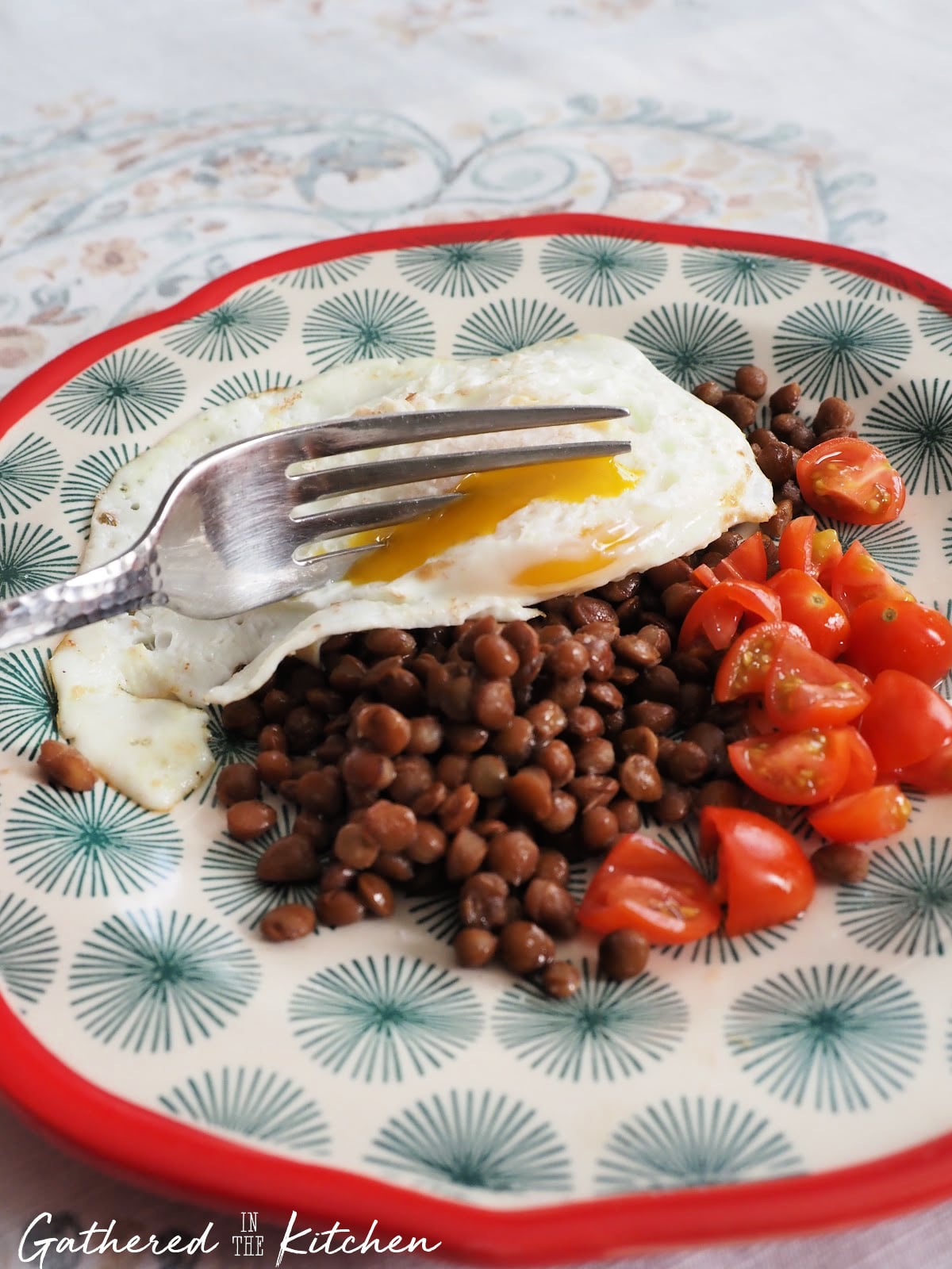 Breakfast Lentils with Fried Egg and Fresh Tomatoes | Gathered In The ...