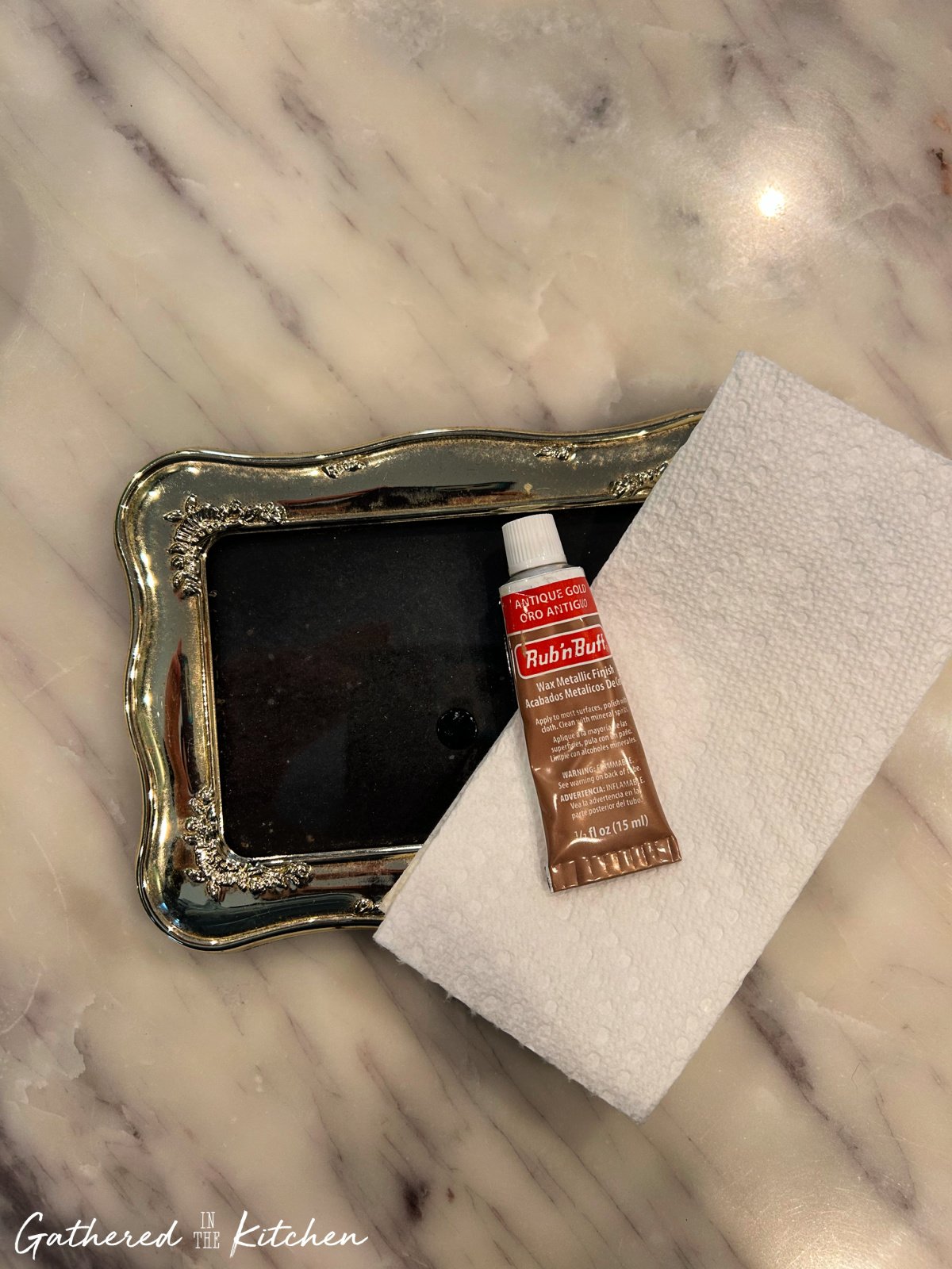 How To Update a Shiny Gold Frame with Rub ‘n Buff | Gathered In The Kitchen