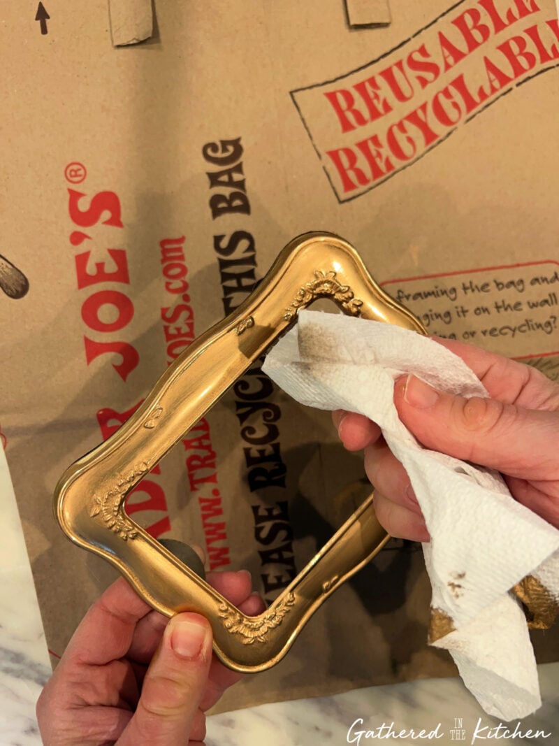 How To Update a Shiny Gold Frame with Rub ‘n Buff | Gathered In The Kitchen