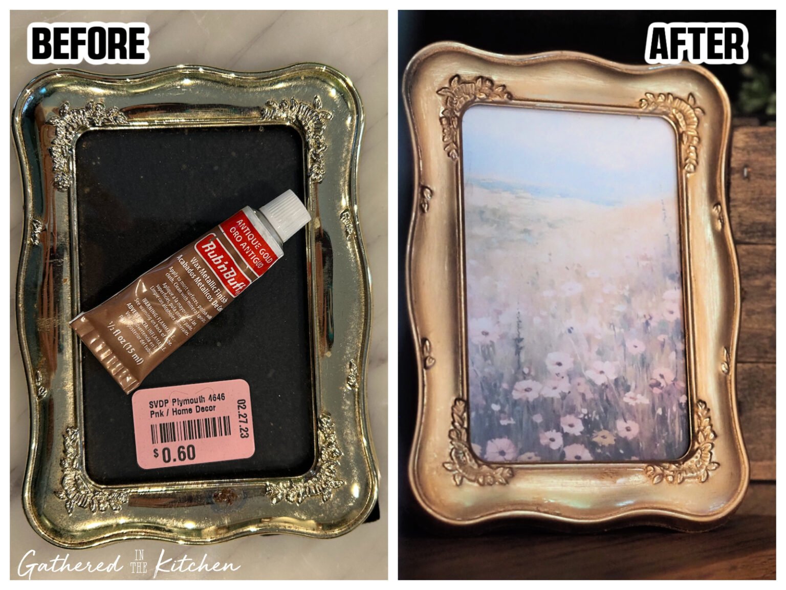 How To Update a Shiny Gold Frame with Rub ‘n Buff | Gathered In The Kitchen