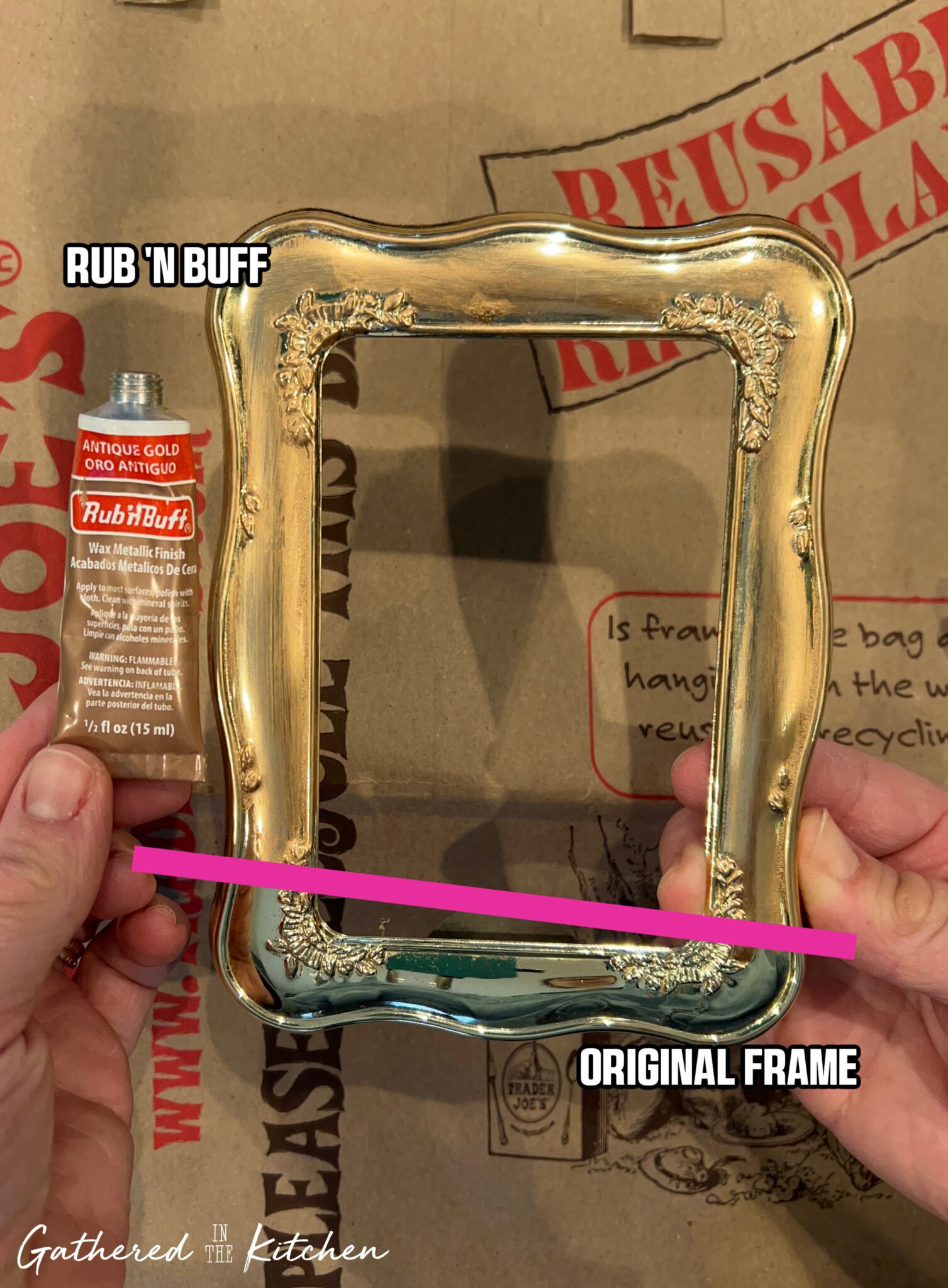 How To Update a Shiny Gold Frame with Rub ‘n Buff | Gathered In The Kitchen