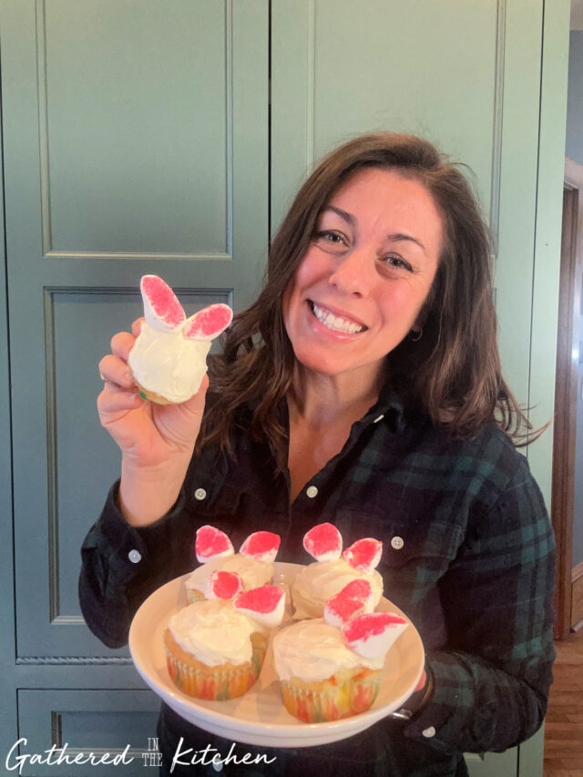 Easy Easter Bunny Ear Cupcakes Using Marshmallows | Gathered In The Kitchen